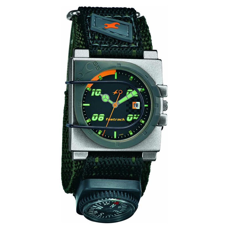 Buy Online Fastrack Quartz Analog with Date Black Dial Leather Strap ...