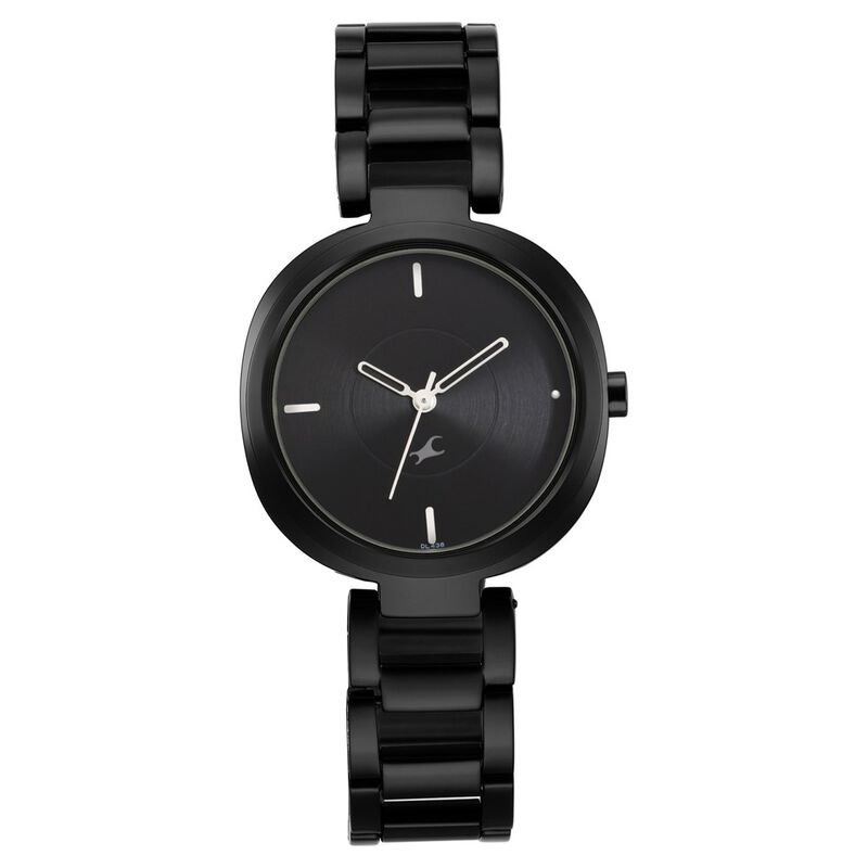 Buy Online Fastrack Stunners Quartz Analog Black Dial Metal Strap Watch ...