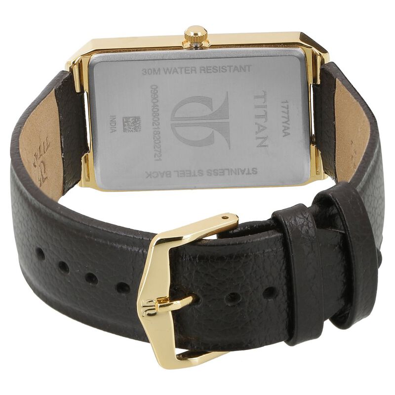 Buy Online Titan Rectangle Black Dial Analog with Date Leather Strap ...