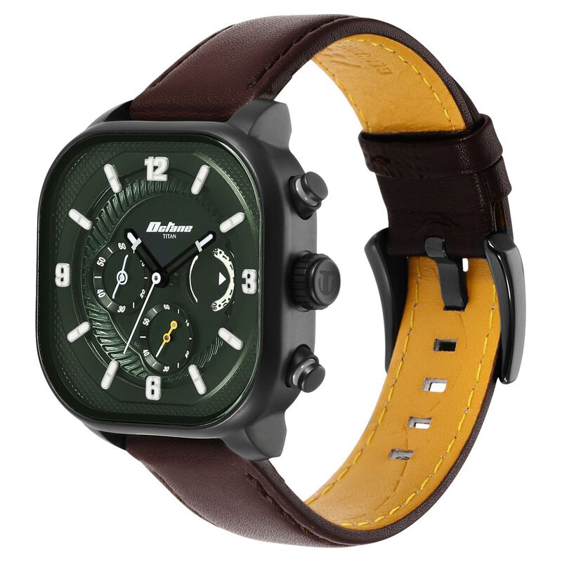 Buy Online Titan Octane Aerobatics Green Dial Chronograph Leather Strap ...