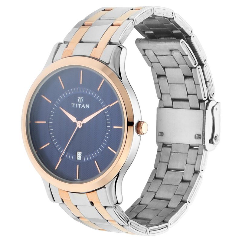 Buy Online Titan Quartz Analog with Date Blue Dial Stainless Steel ...