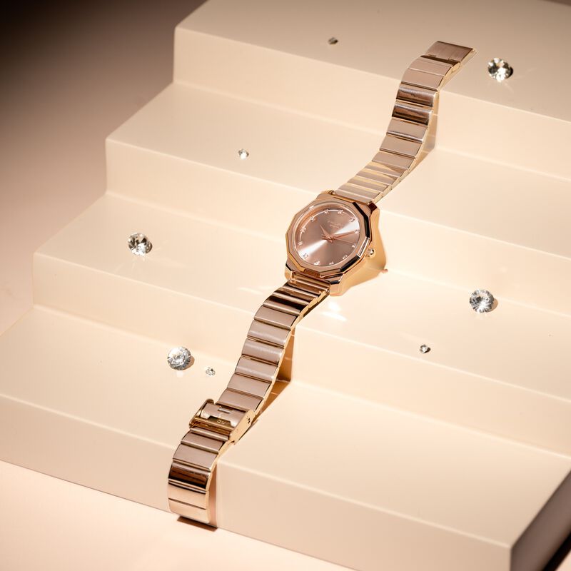 Buy Online Sonata Poze Quartz Analog Rose Gold Dial Rose Gold Metal ...