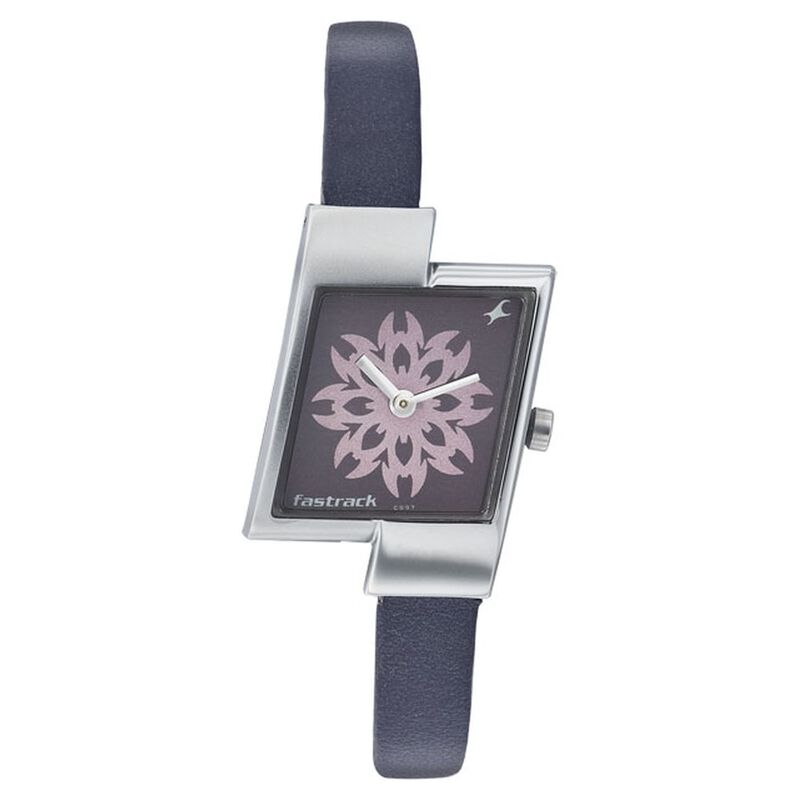 Buy Online Fastrack Quartz Analog Purple Dial Leather Strap Watch for ...