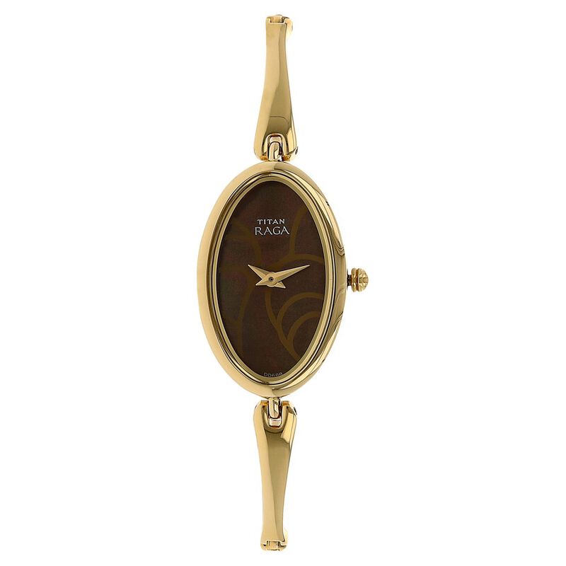 Buy Online Titan Quartz Analog Brown Dial Metal Strap Watch for Women ...