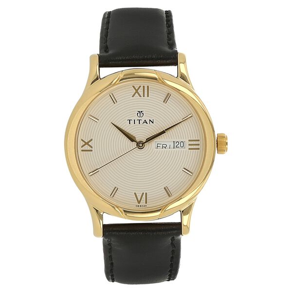 Buy Online Titan Quartz Analog with Day and Date White Dial Leather ...