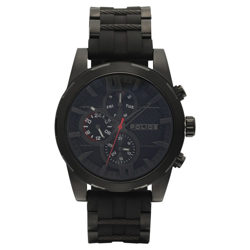 Buy Online Police Quartz Chronograph Black Dial Rubber Strap Watch for ...
