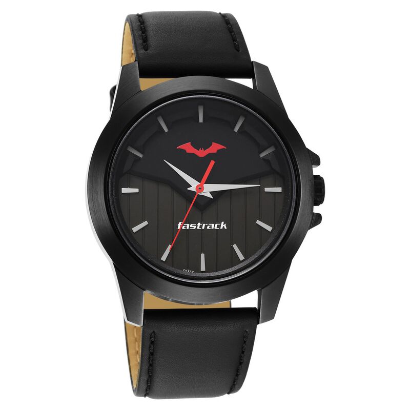 Buy Online Fastrack Batman Quartz Analog Black Dial Leather Strap Watch ...
