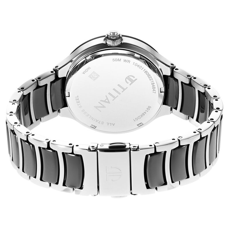 Buy Online Titan Ceramic Fusion Quartz Multifunction Black Dial Silver ...