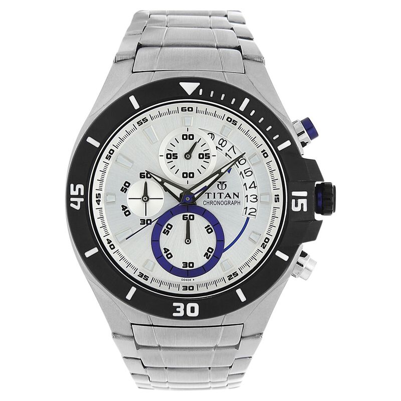 Buy Online Titan Quartz Chronograph White Dial Stainless Steel Strap ...