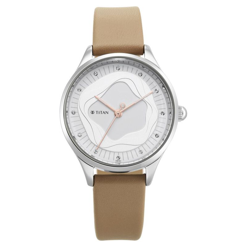 Buy Online Titan Wander White Dial Analog Leather Strap watch for Women ...