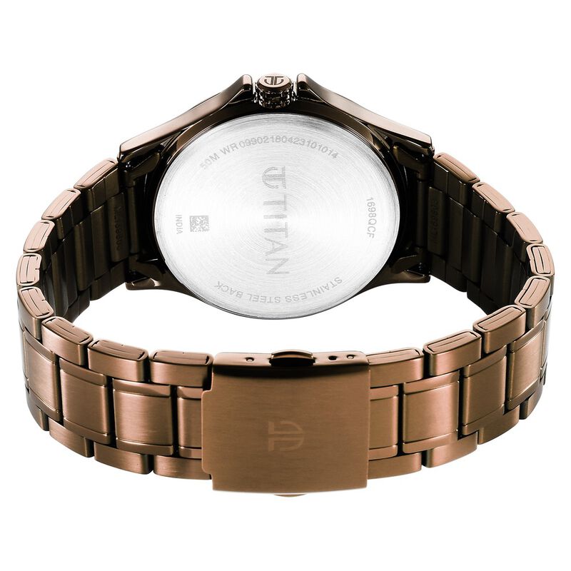 Buy Online Titan Neo Splash Quartz Multifunction Brown Dial Stainless ...
