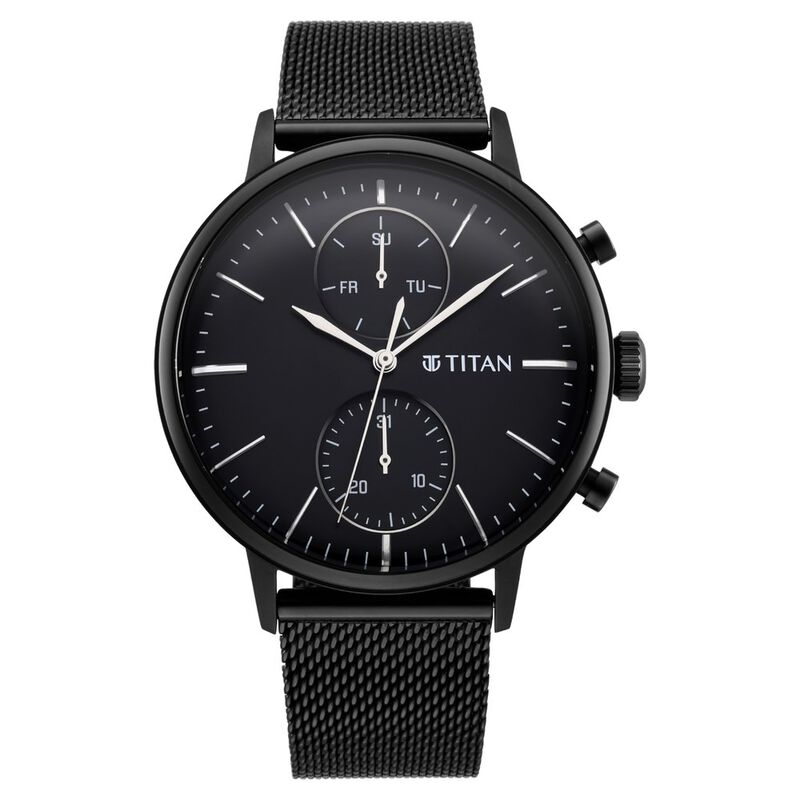 Buy Online Titan Light Leathers Black Dial Quartz Multifunction ...
