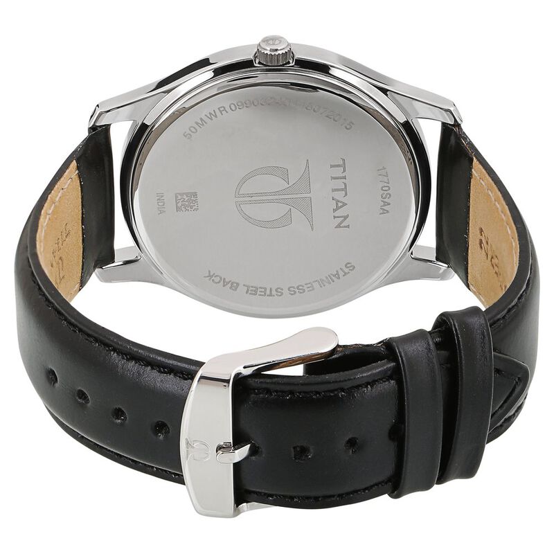 Buy Online Titan Workwear Black Dial Analog with Date Leather Strap ...
