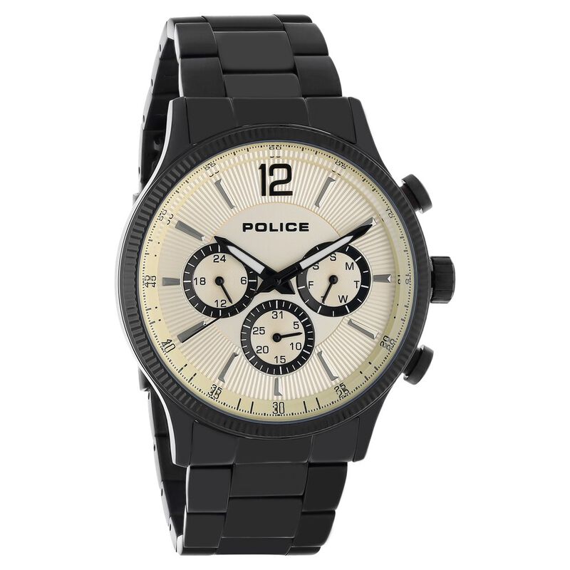 Buy Online Police Quartz Multifunction Beige Dial Stainless Steel Strap ...