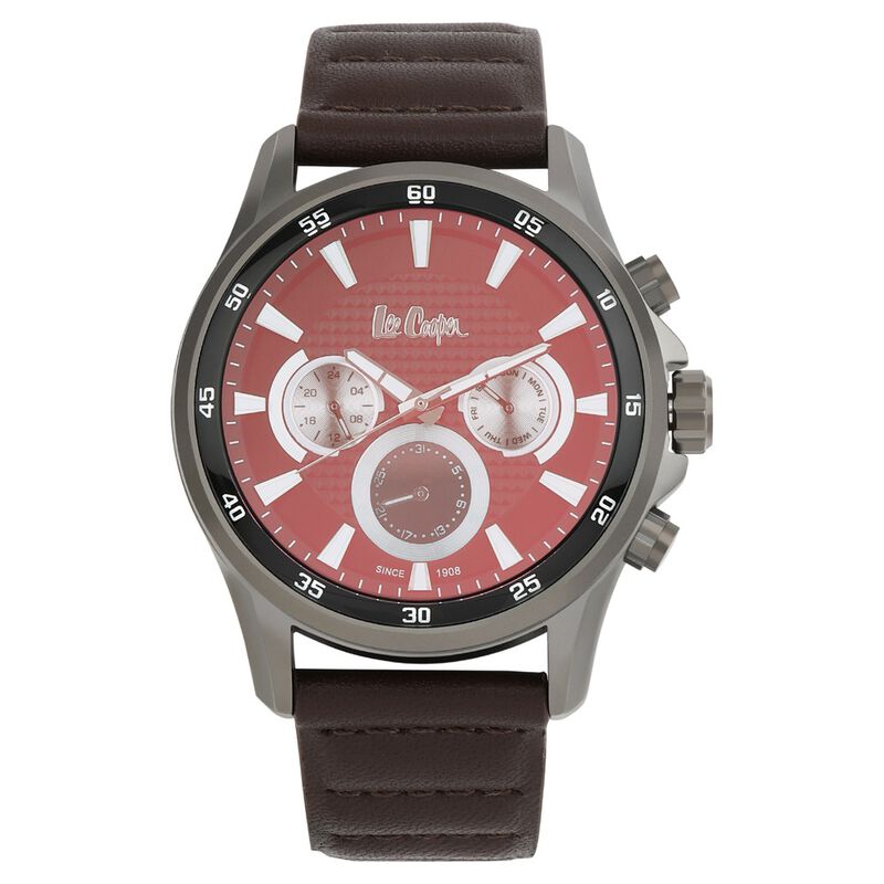 Buy Online Lee Cooper Quartz Multifunction Black Dial Leather Strap ...