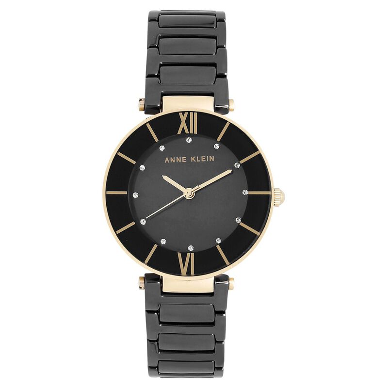 Buy Online Anne Klein Quartz Analog Black Dial Ceramic Strap Watch for ...