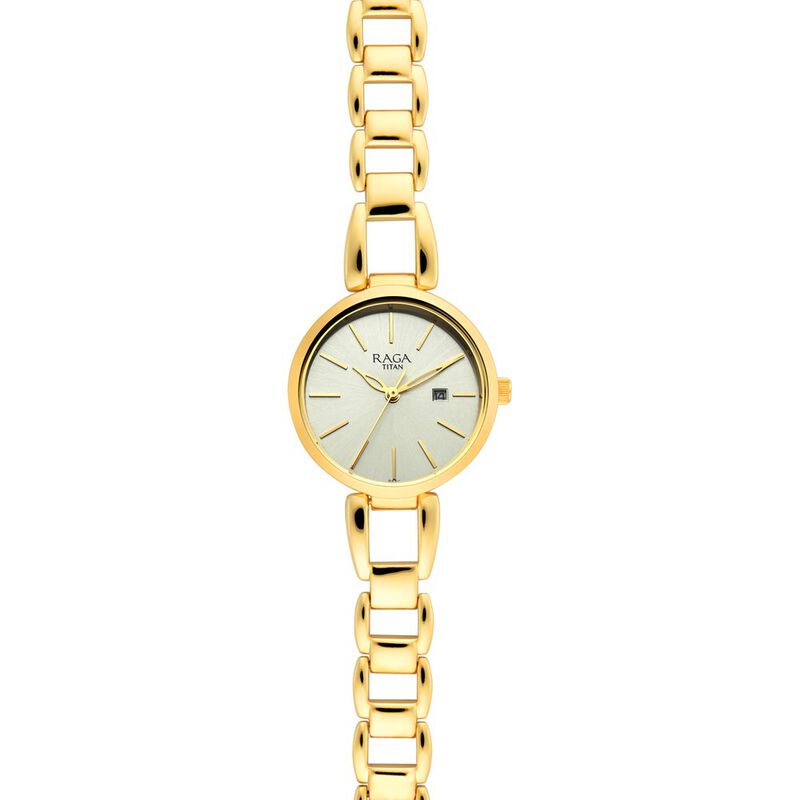 Buy Online Titan Raga Viva Golden Dial Analog with Date Metal Strap ...