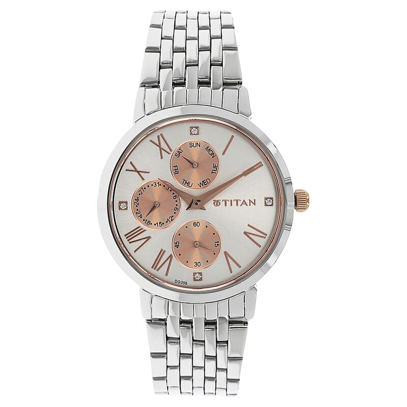 Buy Online Titan Workwear Rose Gold Dial Women Watch With Stainless ...