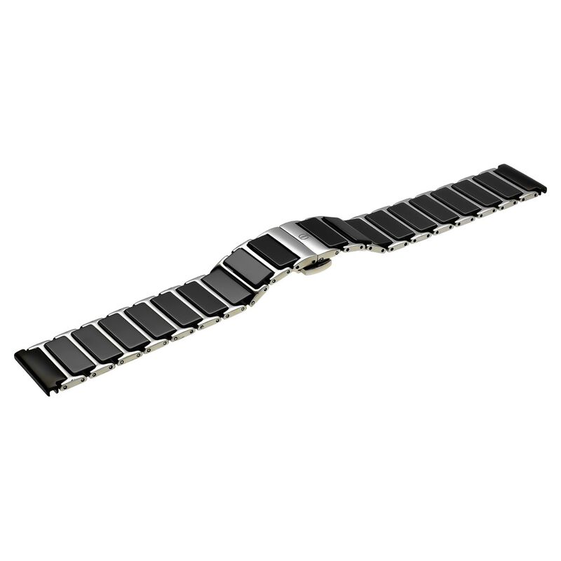 Buy Online 20 mm Black & Silver Ceramic & Metal Strap for Men ...