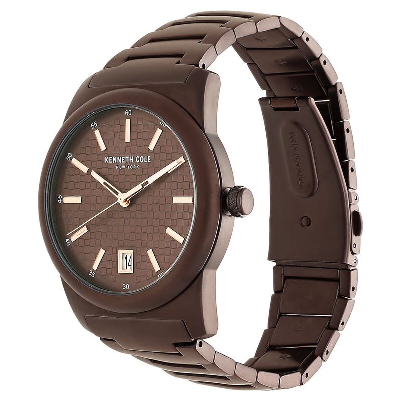 Buy Online Kenneth Cole Quartz Analog Brown Dial Stainless Steel Strap ...