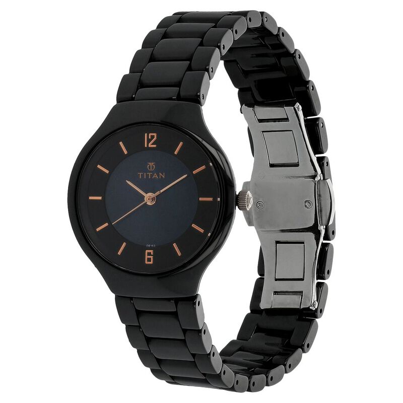 Buy Online Titan Quartz Analog Black Dial Ceramic Strap Watch for Women ...