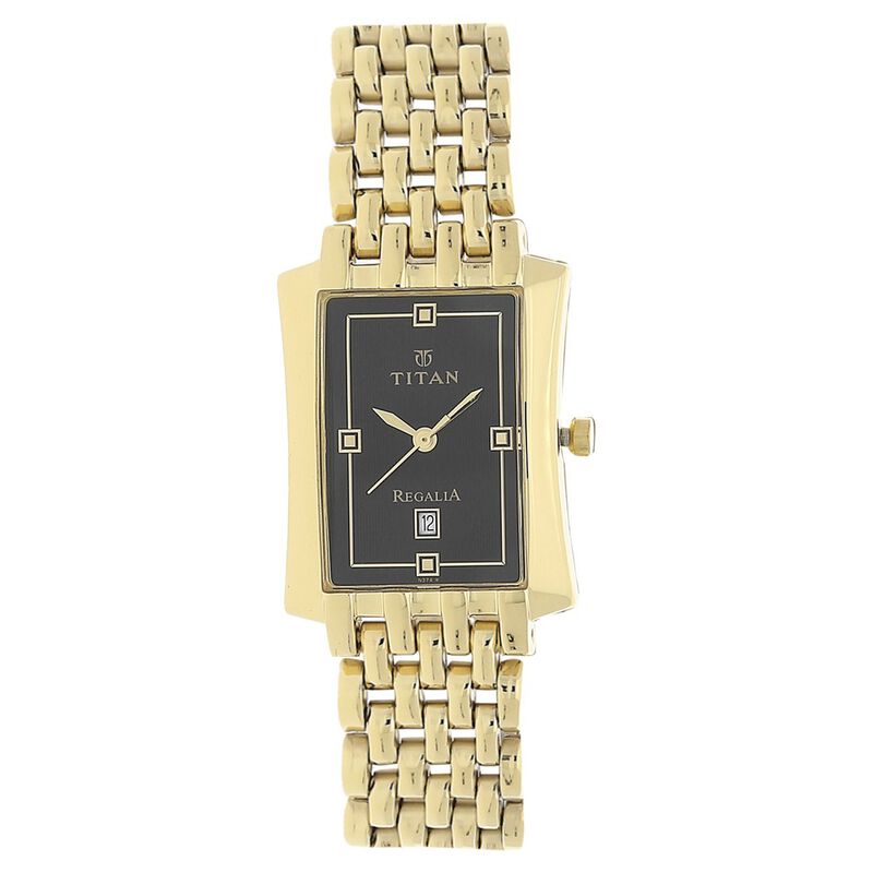 Buy Online Titan Quartz Analog with Date Black Dial Stainless Steel ...