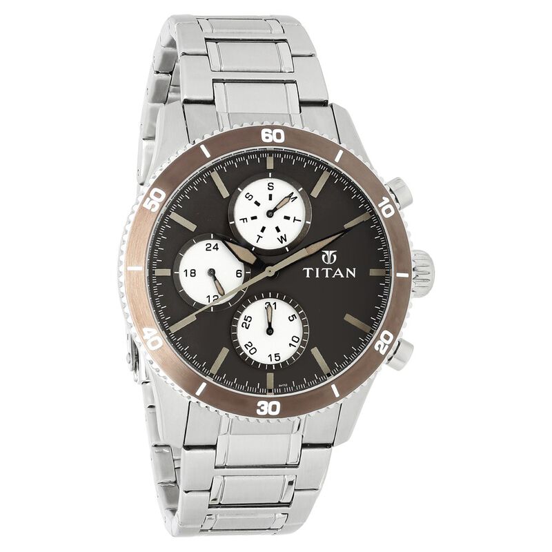 Buy Online Titan Chronograph Brown Dial Stainless Steel Strap watch for ...