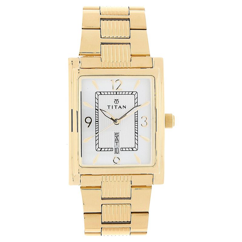 Buy Online Titan Quartz Analog with Day and Date Silver Dial Stainless ...