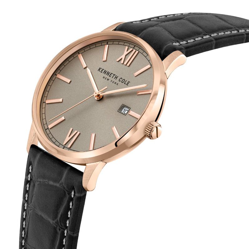 Buy Online Kenneth Cole Silver Dial Leather Strap Watch For Men ...