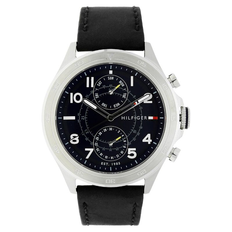 Buy Online Tommy Hilfiger Quartz Multifunction Blue Dial Leather Strap ...