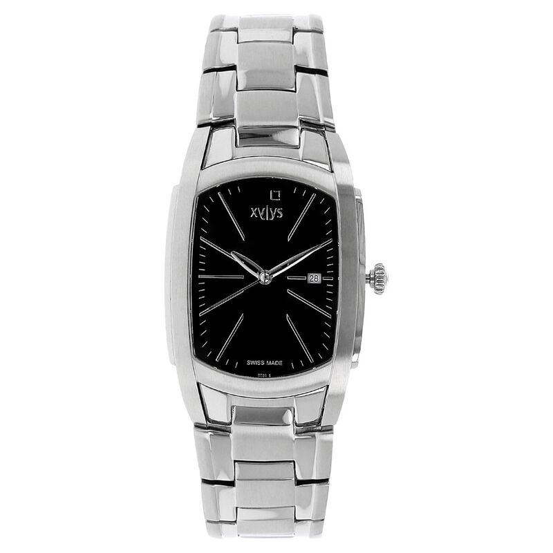 Buy Online Xylys Swiss Analog with Date Silver Metal Strap and Black ...