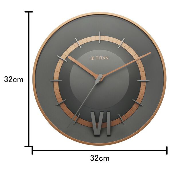 Buy Online Titan Contemporary Wall Clock with Grey Dial Silent Sweep ...