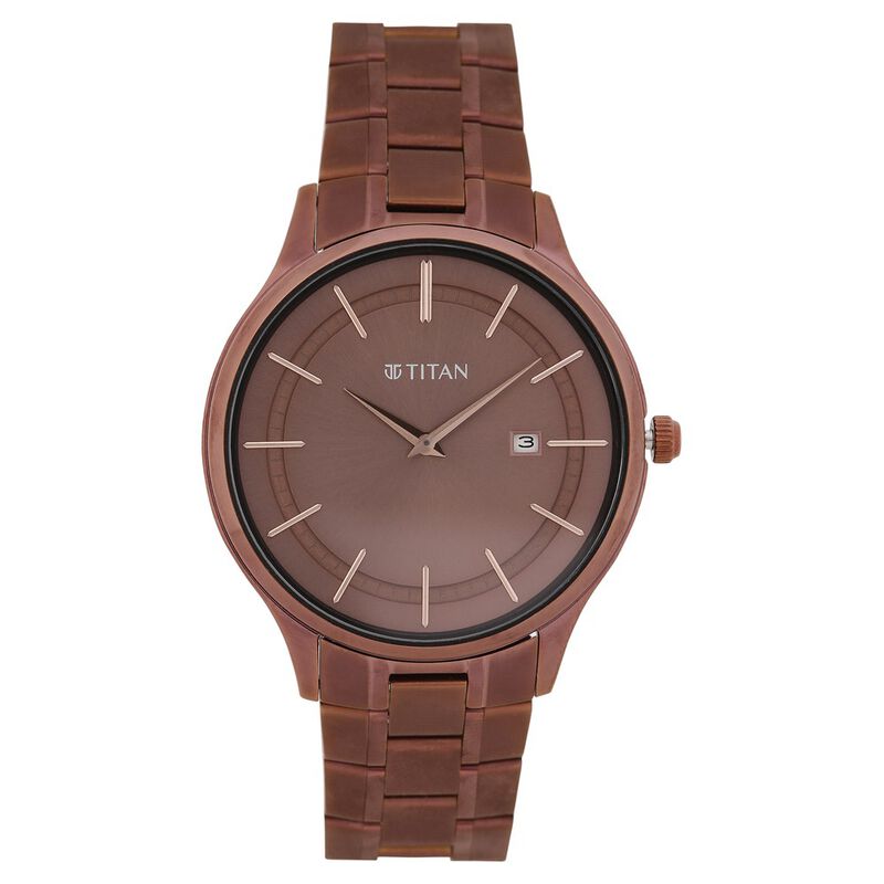 Buy Online Titan Classique Slimline Brown Dial Analog with Day and Date ...