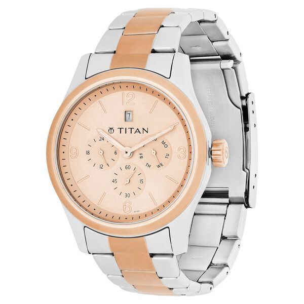 Buy Online Titan Quartz Analog with Date Rose Gold Dial Watch for Men ...