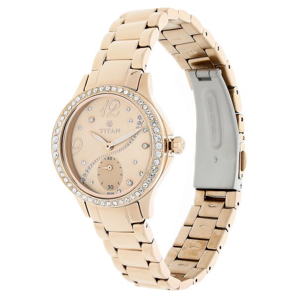Buy Online Titan Quartz Analog Rose Gold Dial Stainless Steel Strap ...