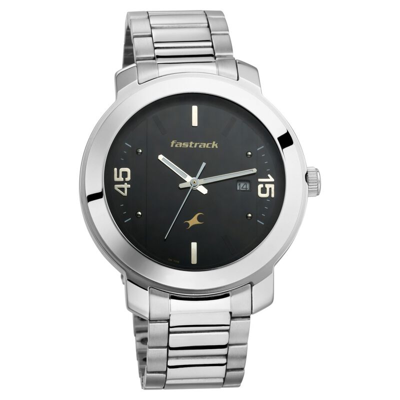Buy Online Fastrack Bare Basics Quartz Analog with Date Black Dial ...