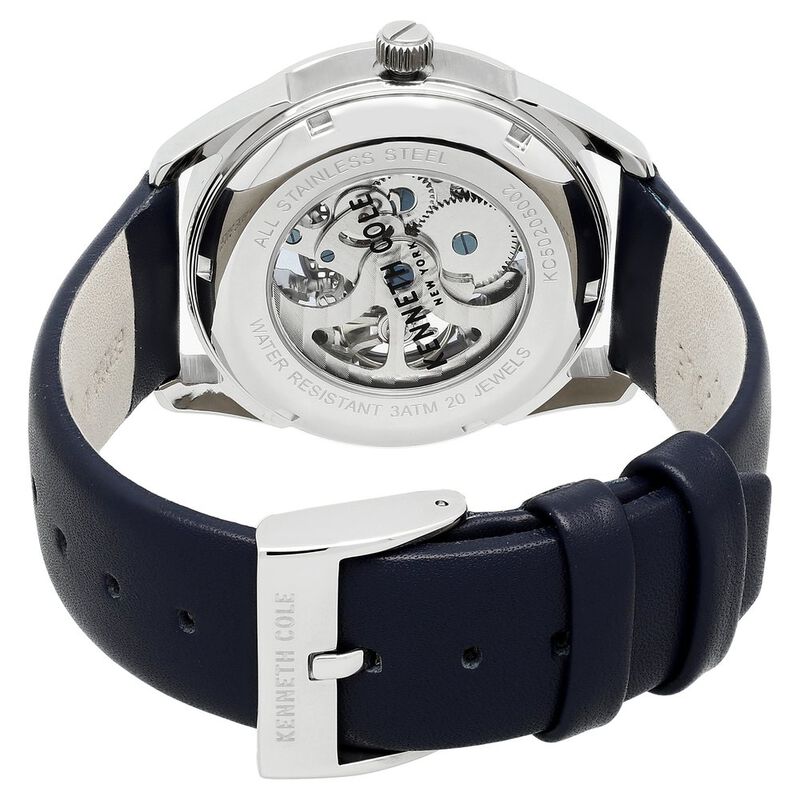 Buy Online Kenneth Cole Automatic Blue Dial Leather Strap Watch for Men ...