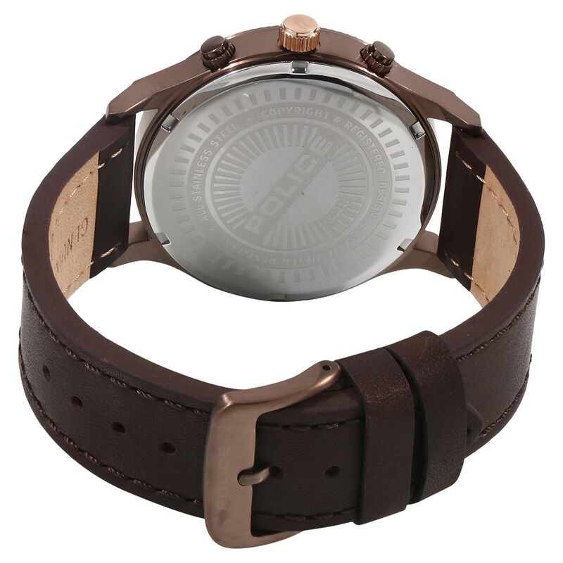 Buy Online Police Quartz Chronograph Brown Dial Leather Strap Watch for ...