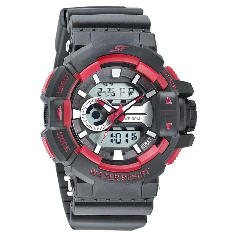 Buy Online SF Quartz Analog Digital Black Dial PU Strap Watch for Men ...