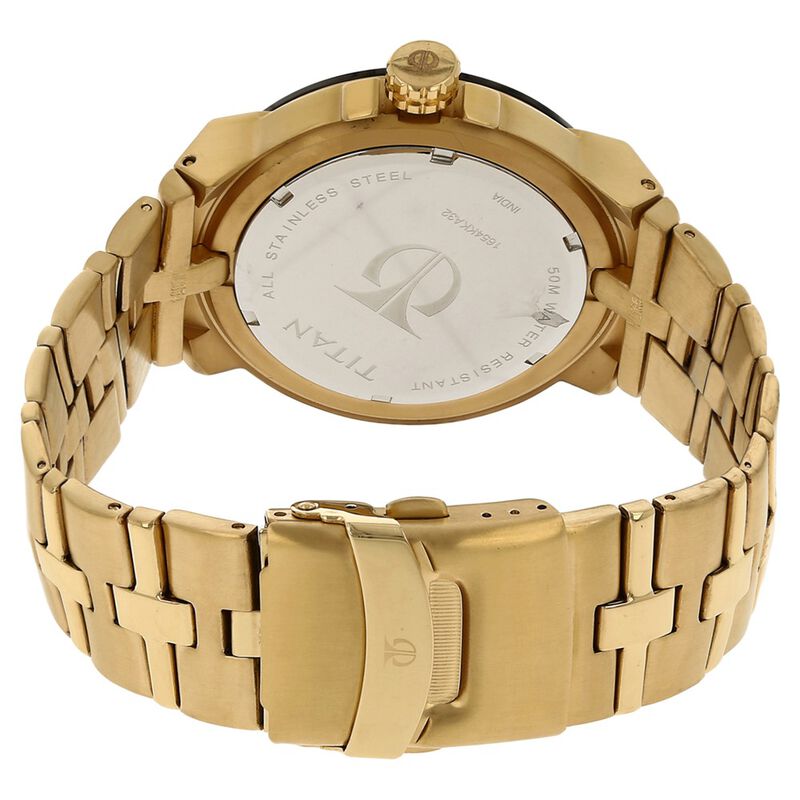 Buy Online Titan Quartz Multifunction Black Dial Stainless Steel Strap ...