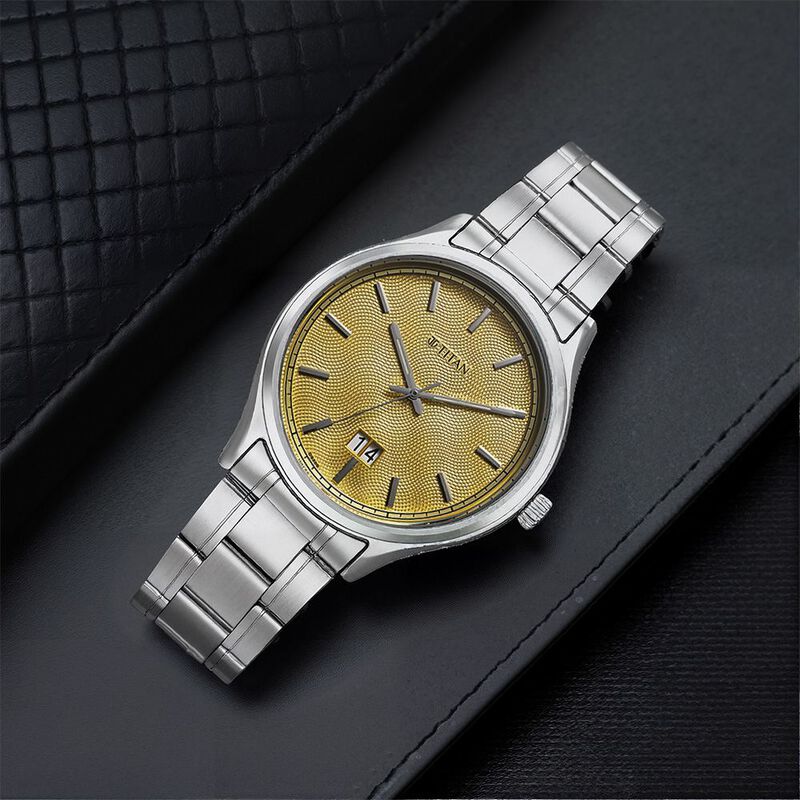 Buy Online Titan Palette Of Time Quartz Analog with Date Yellow Dial ...