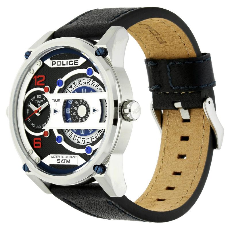Buy Online Police Quartz Chronograph Black Dial Leather Strap Watch for ...