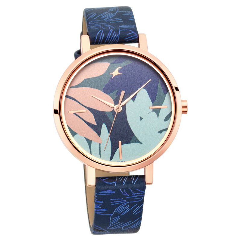 Buy Online Fastrack Paint Me Quartz Analog Blue Dial Leather Strap ...