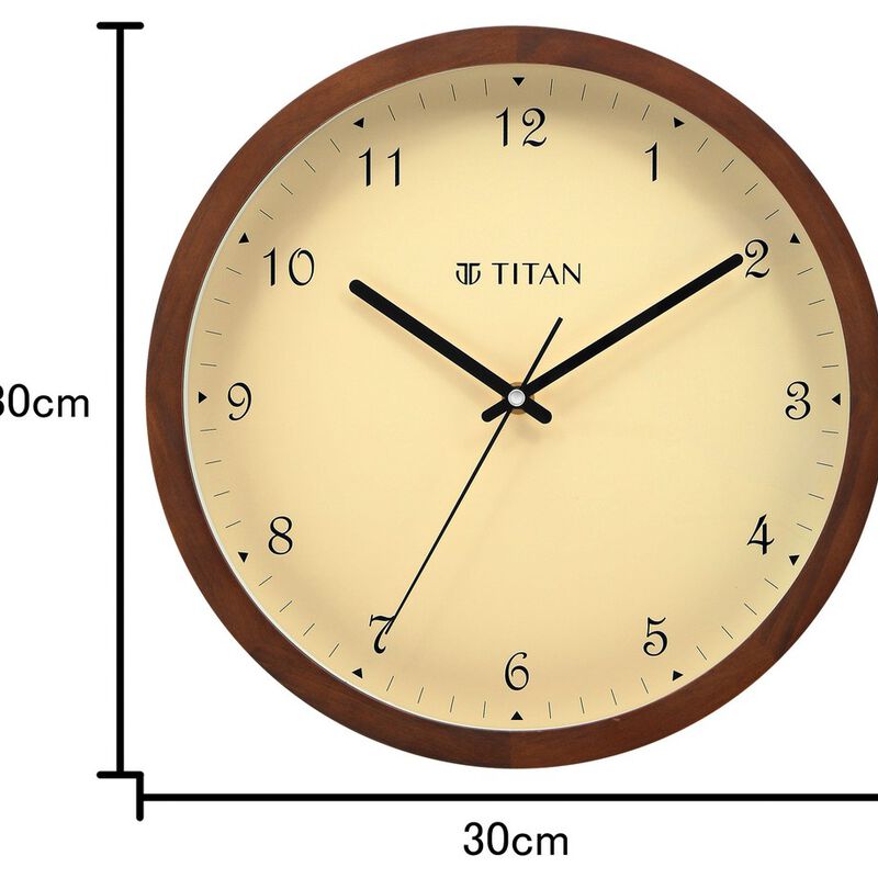 Buy Online Titan Wooden Wall Clock Brown Dial with Silent Sweep - 30 cm ...