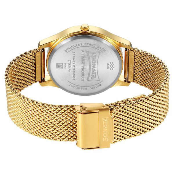 Buy Online Sonata Traditional Essentials Quartz Analog Champagne Dial ...