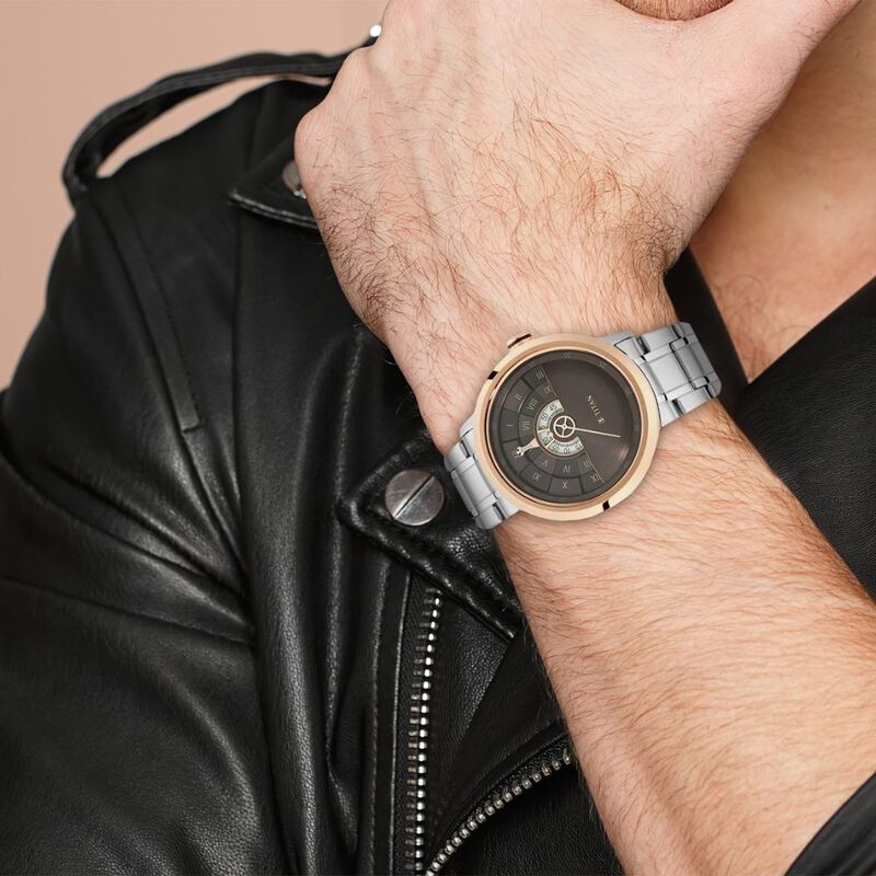 Buy Online Titan Grandmaster Brown Dial Analog Stainless Steel Strap ...