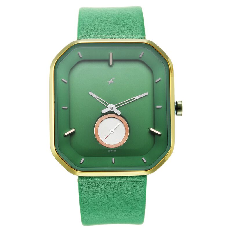 Buy Online Fastrack After Dark Quartz Analog Green Dial Leather Strap ...