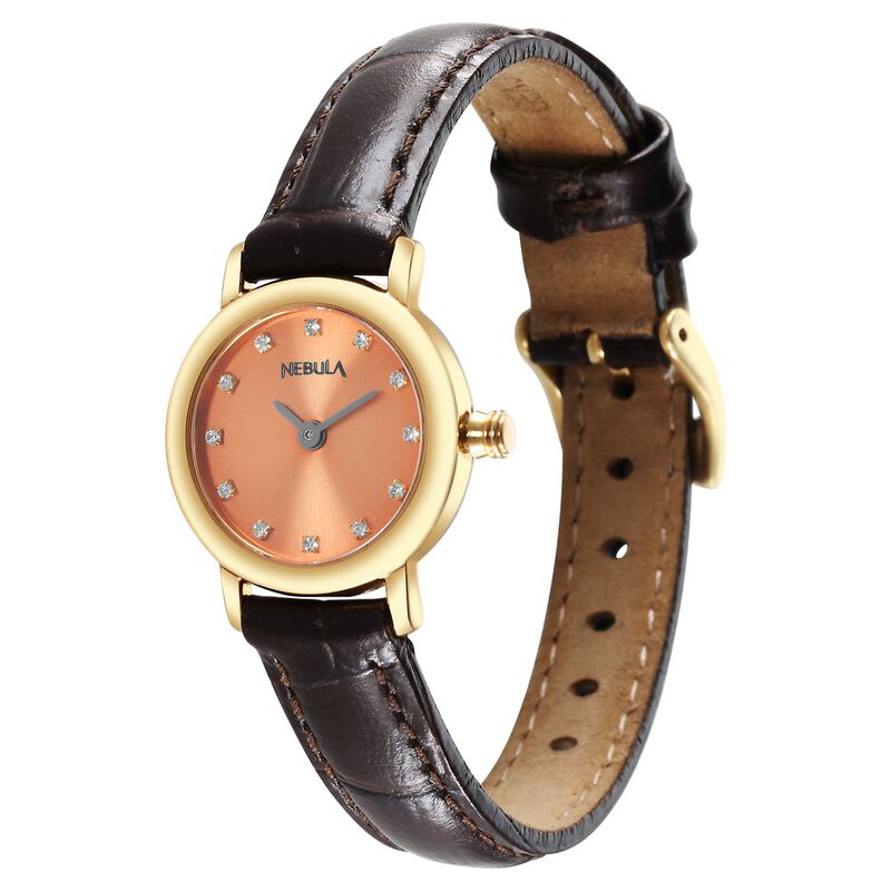 Buy Online Titan Nebula Golden Dial Analog Leather Strap Watch for ...