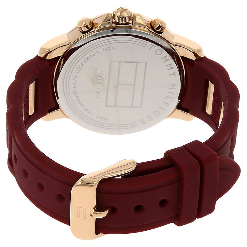 Buy Online Tommy Hilfiger Quartz Multifunction Maroon Dial Silicone ...