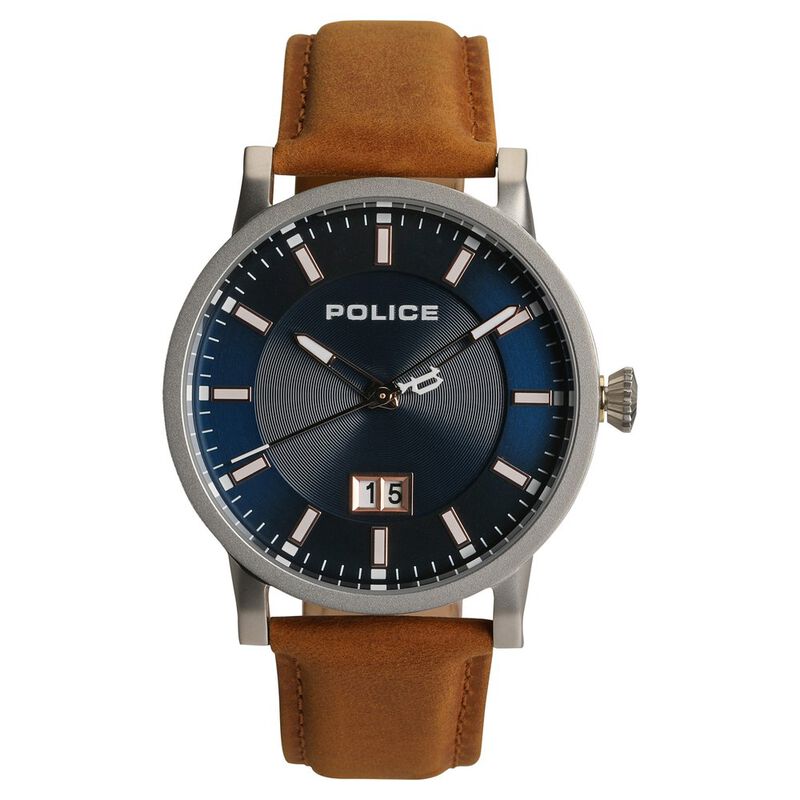 Buy Online Police Quartz Analog Blue Dial Leather Strap Watch for Men ...